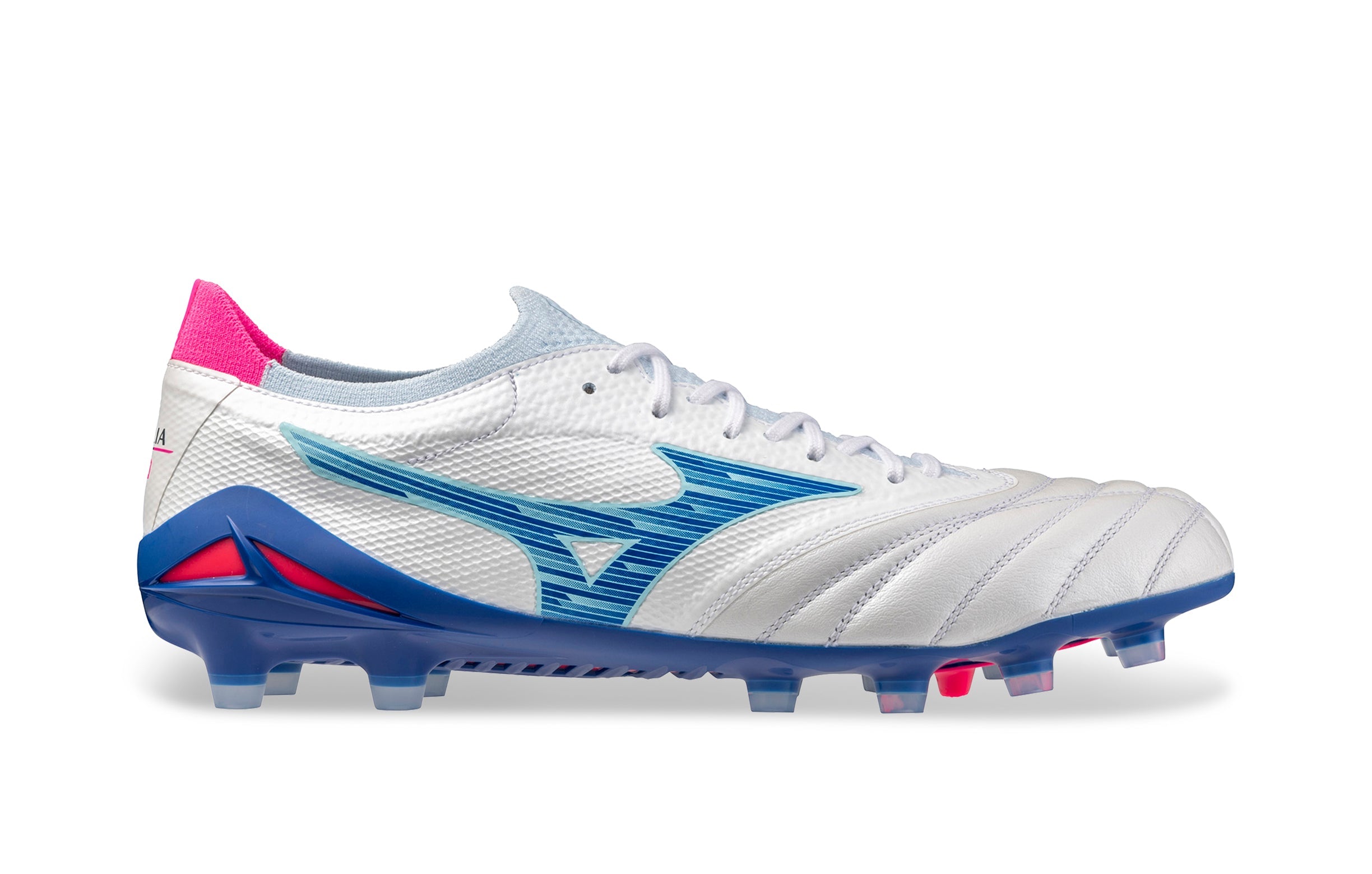 Mizuno Morelia Neo IV Beta Elite Firm Ground FG K-leather White/Blue ...
